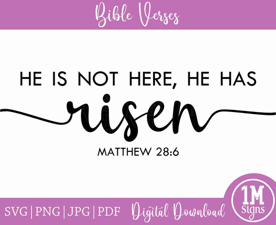 He is Not Here He Has Risen SVG PNG Jpg Pdf Matthew 28:6 Svg | Etsy