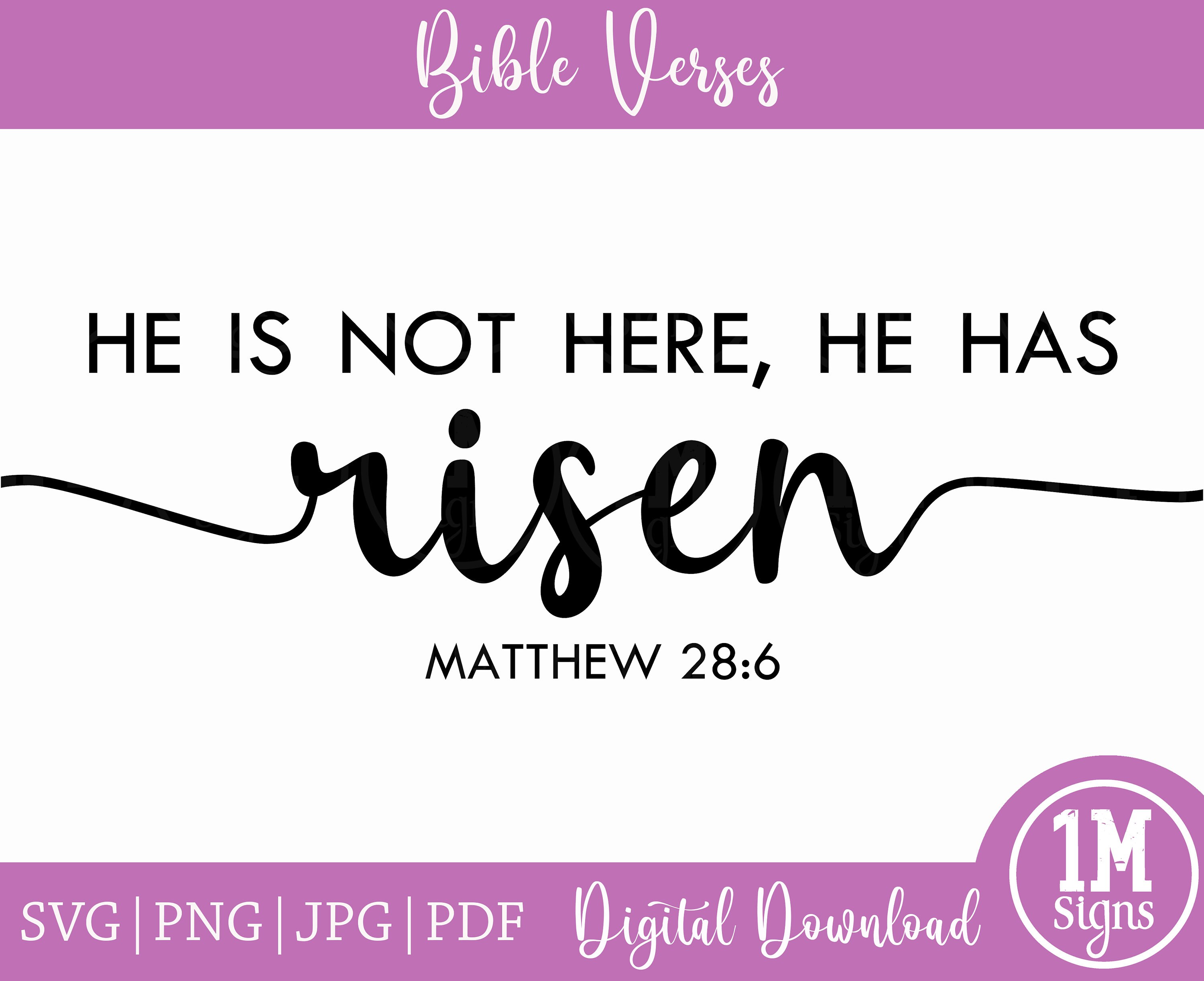 He is Not Here, He Has Risen SVG PNG Jpg Pdf Matthew 28:6 Svg Digital ...