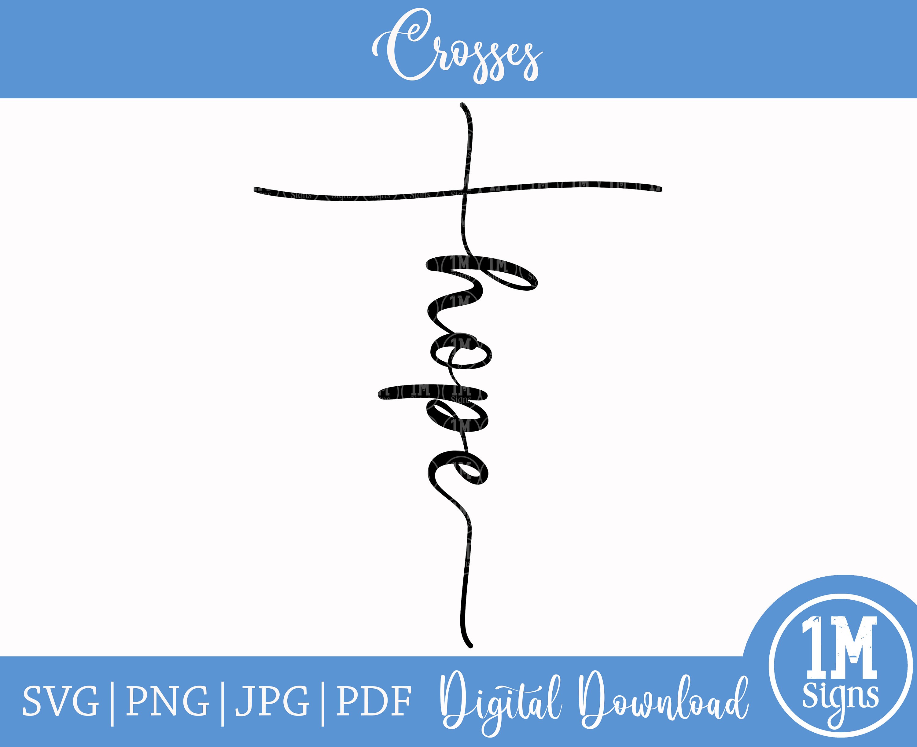 Hope Cross SVG PNG JPG Pdf Digital Download Silhouette Cricut - Etsy