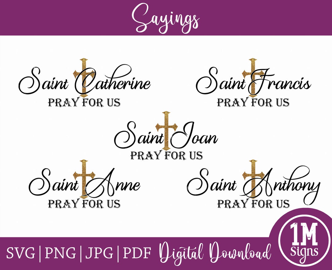 Pray for Us SVG Bundle, Catholic Saints Quote Design, Christian Digital ...