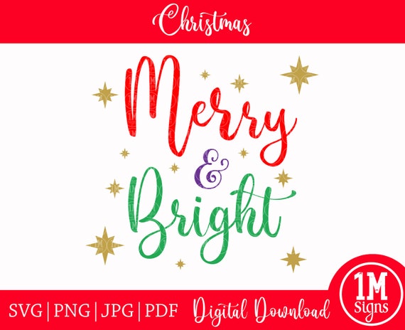 Merry and Bright & Christmas Printable Print Christmas | Etsy