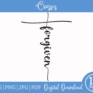Cross - Forgiven SVG PNG Digital Download Silhouette Cricut, Religious ...