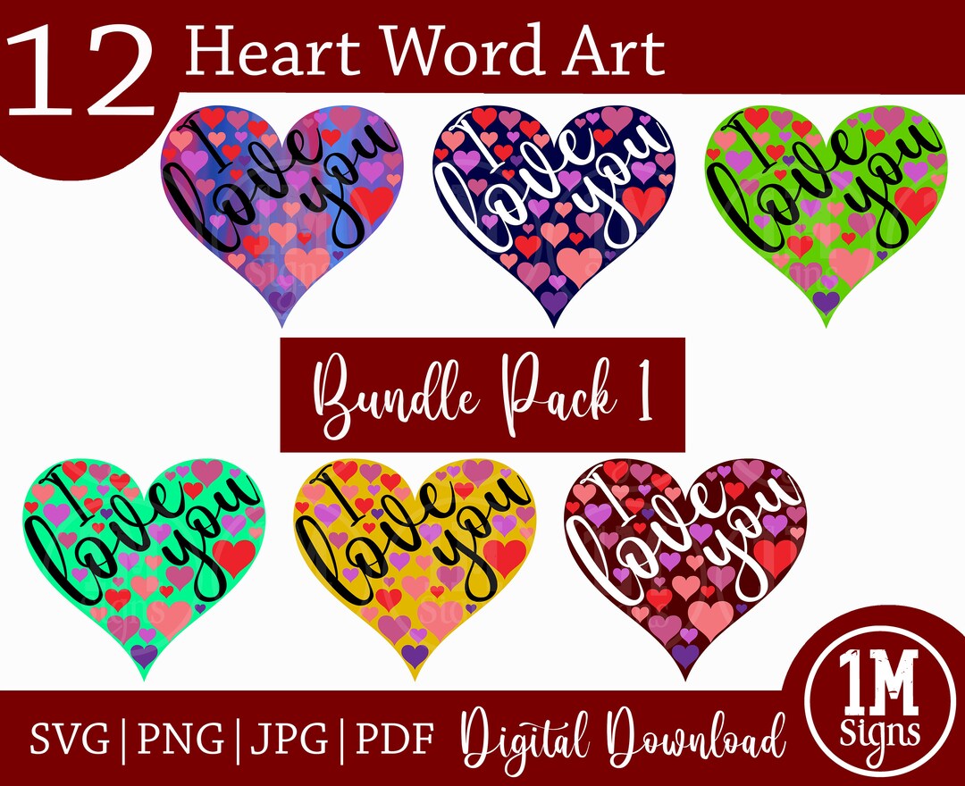 I Love You Heart Design Bundle - Etsy