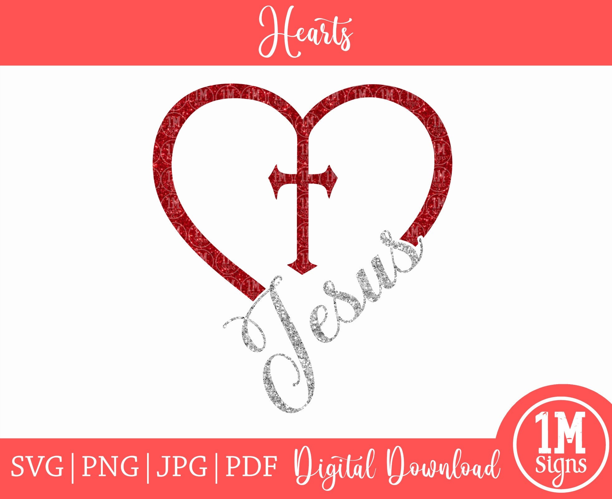 Heart SVG Jesus SVG PNG Digital Download Silhouette Cricut | Etsy