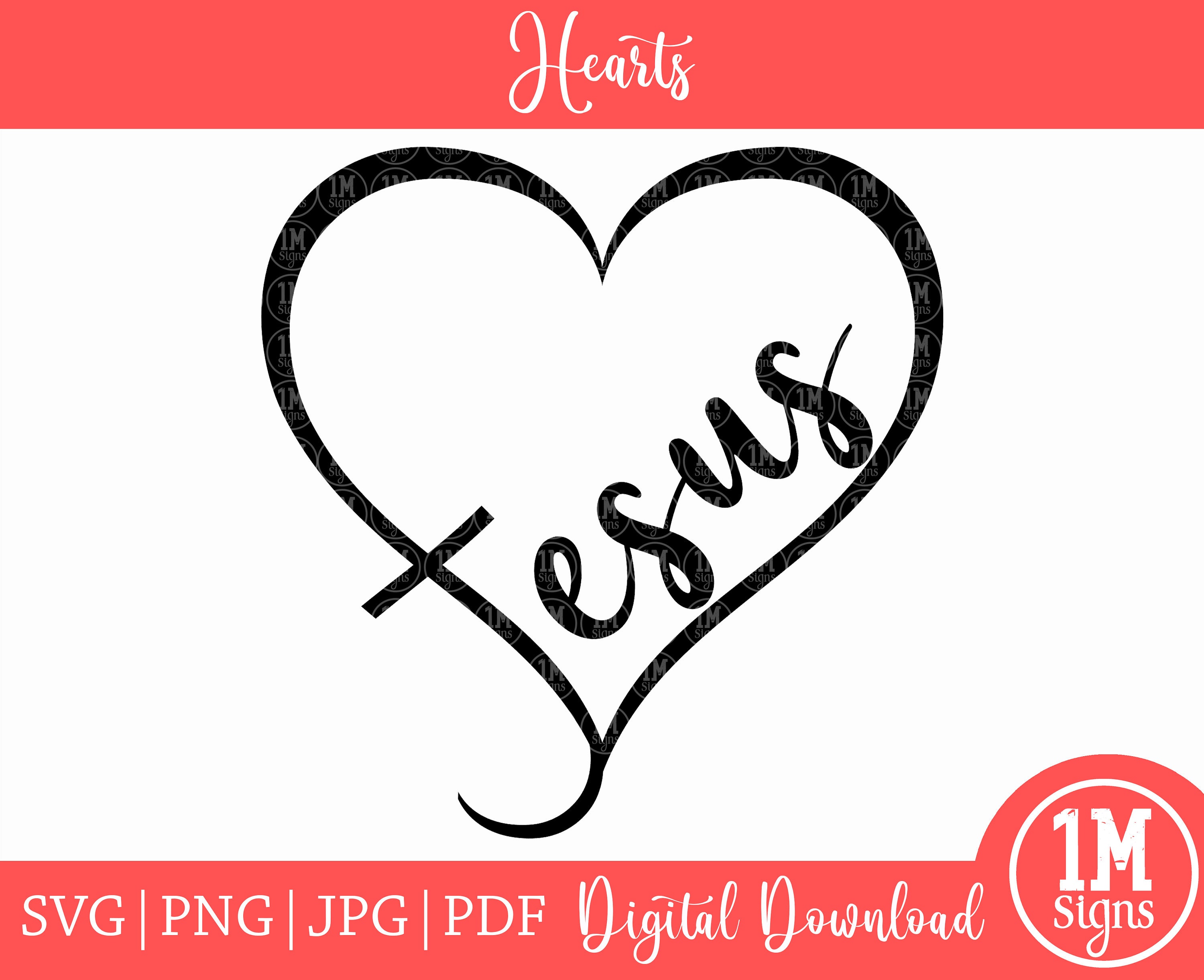 Heart SVG Jesus SVG PNG Digital Download Silhouette Cricut - Etsy