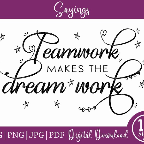 Teamwork Makes the Dream Work Svg - Etsy