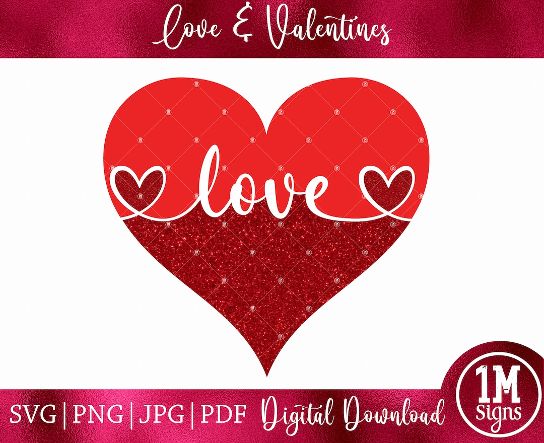 Love Heart Word Art SVG PNG JPG Pdf Digital Download Silhouette Cricut ...