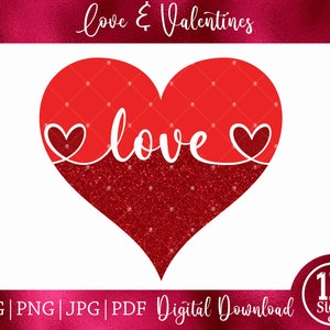 Love Heart Word Art SVG PNG JPG Pdf Digital Download Silhouette Cricut ...