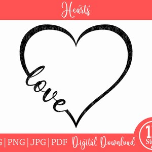 Love Word Heart SVG PNG Jpg Pdf Digital Download Silhouette Cricut ...