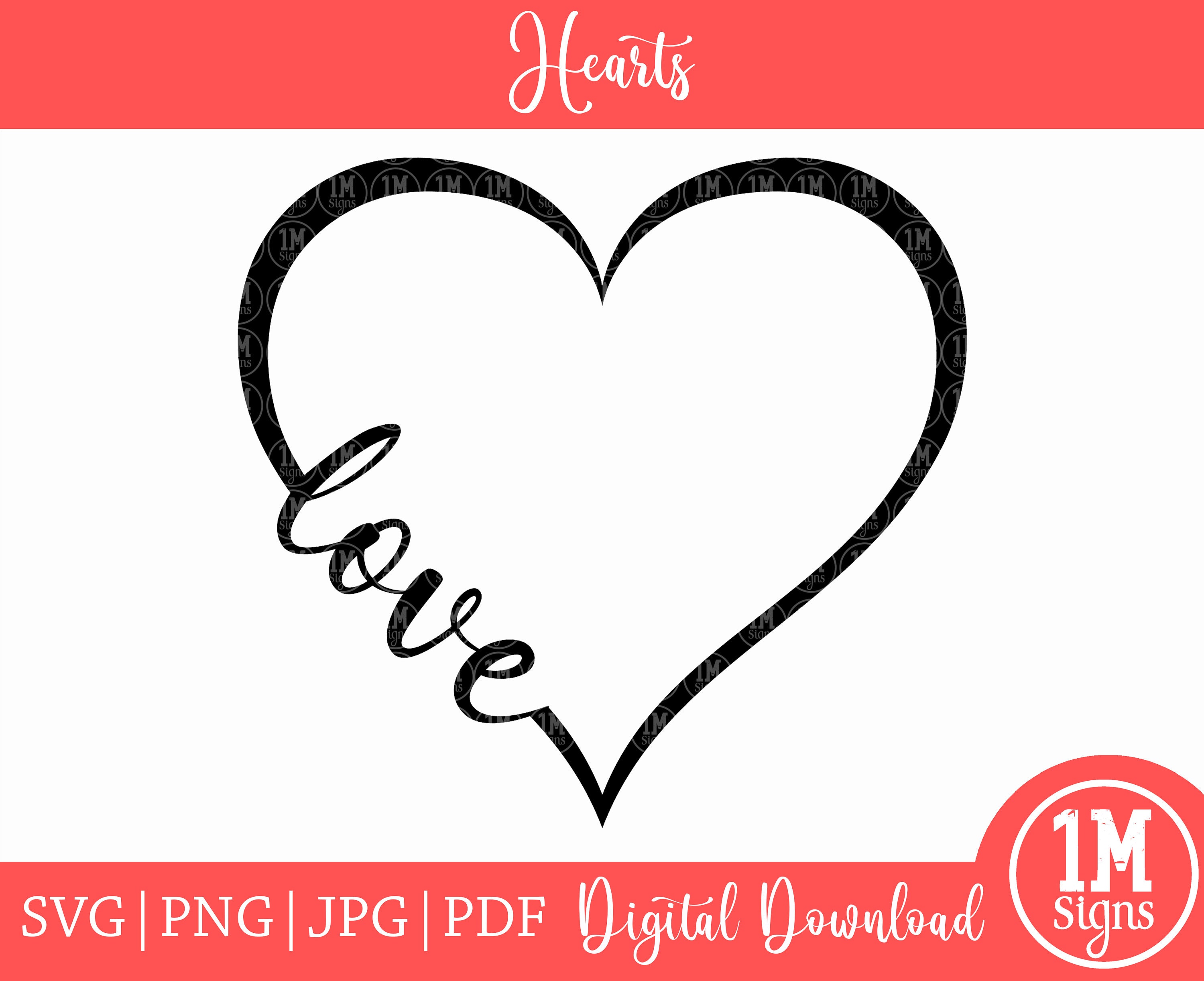 Love Word Heart SVG PNG Jpg Pdf Digital Download Silhouette - Etsy