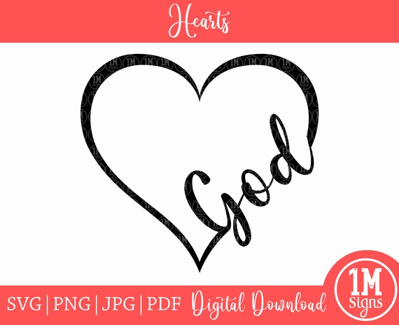 God Heart SVG God SVG PNG Pdf Jpg Digital Download Silhouette | Etsy