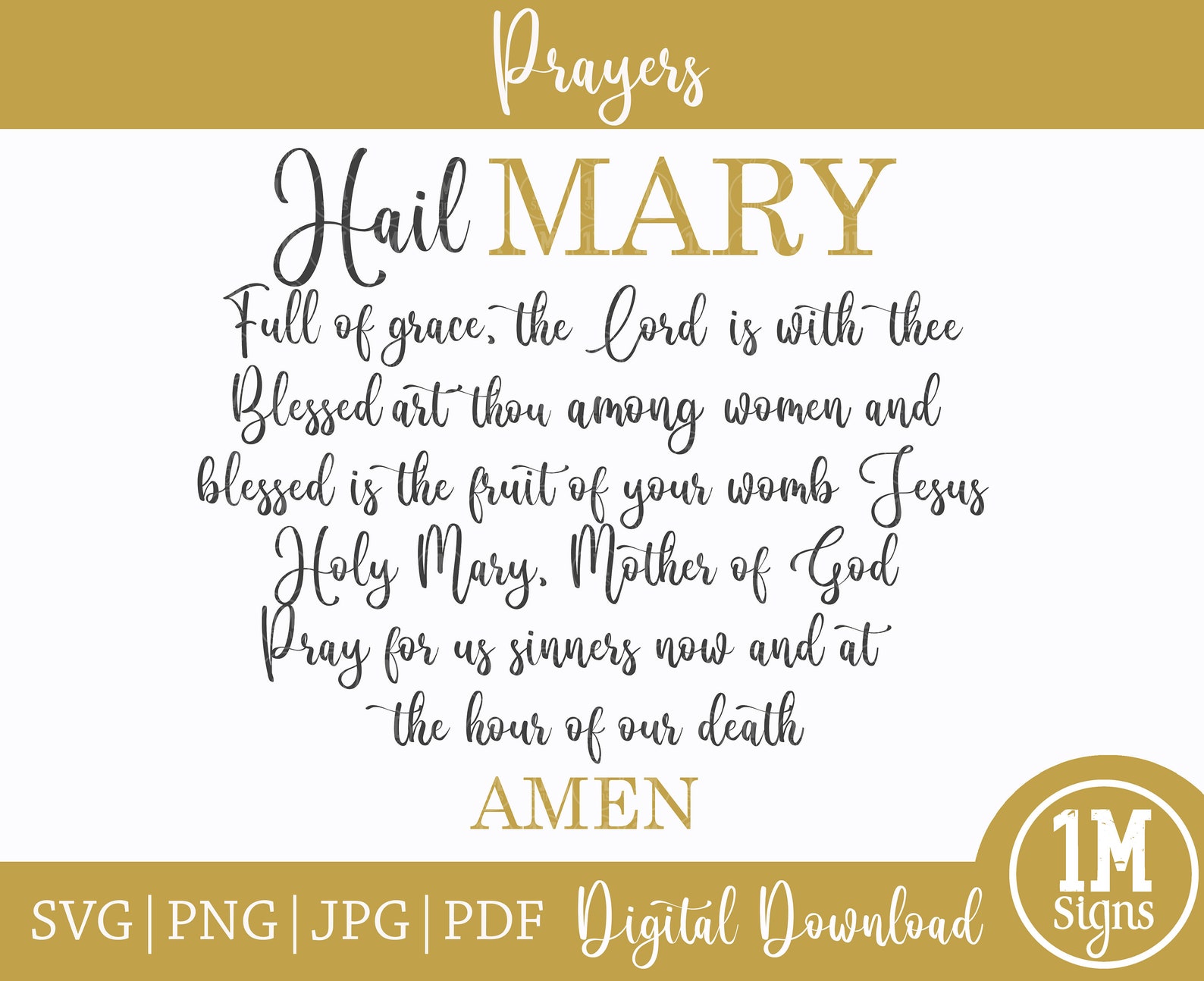 Hail Mary SVG Ave Maria SVG PNG Silhouette Cricut - Etsy