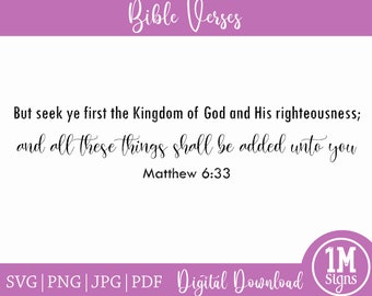 Seek First the Kingdom of God SVG Matthew 6:33 Bible Verse Digital ...
