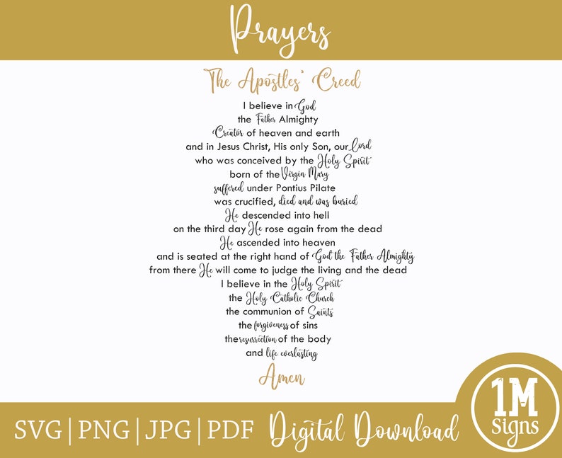 The Apostles' Creed SVG PNG JPG Pdf Silhouette Cricut | Etsy