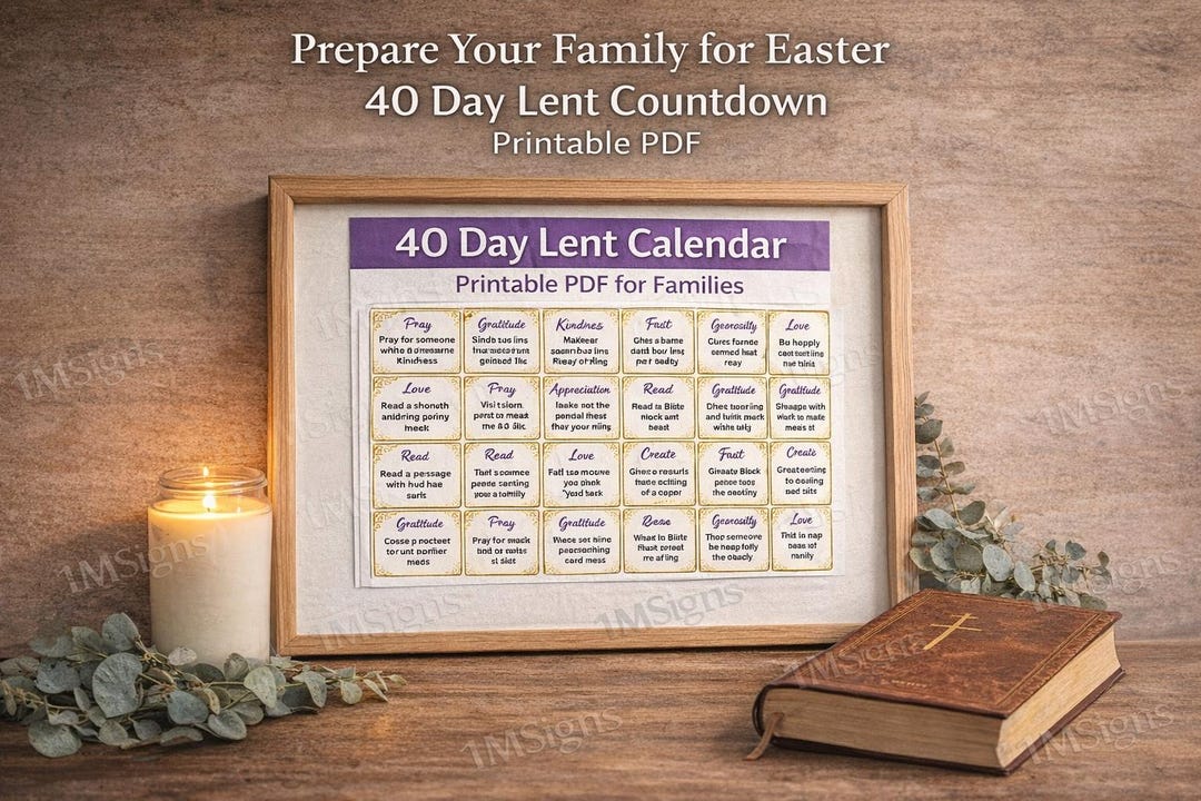 Lent Calendar Printable for Kids | 40 Day Christian Lenten Activity ...