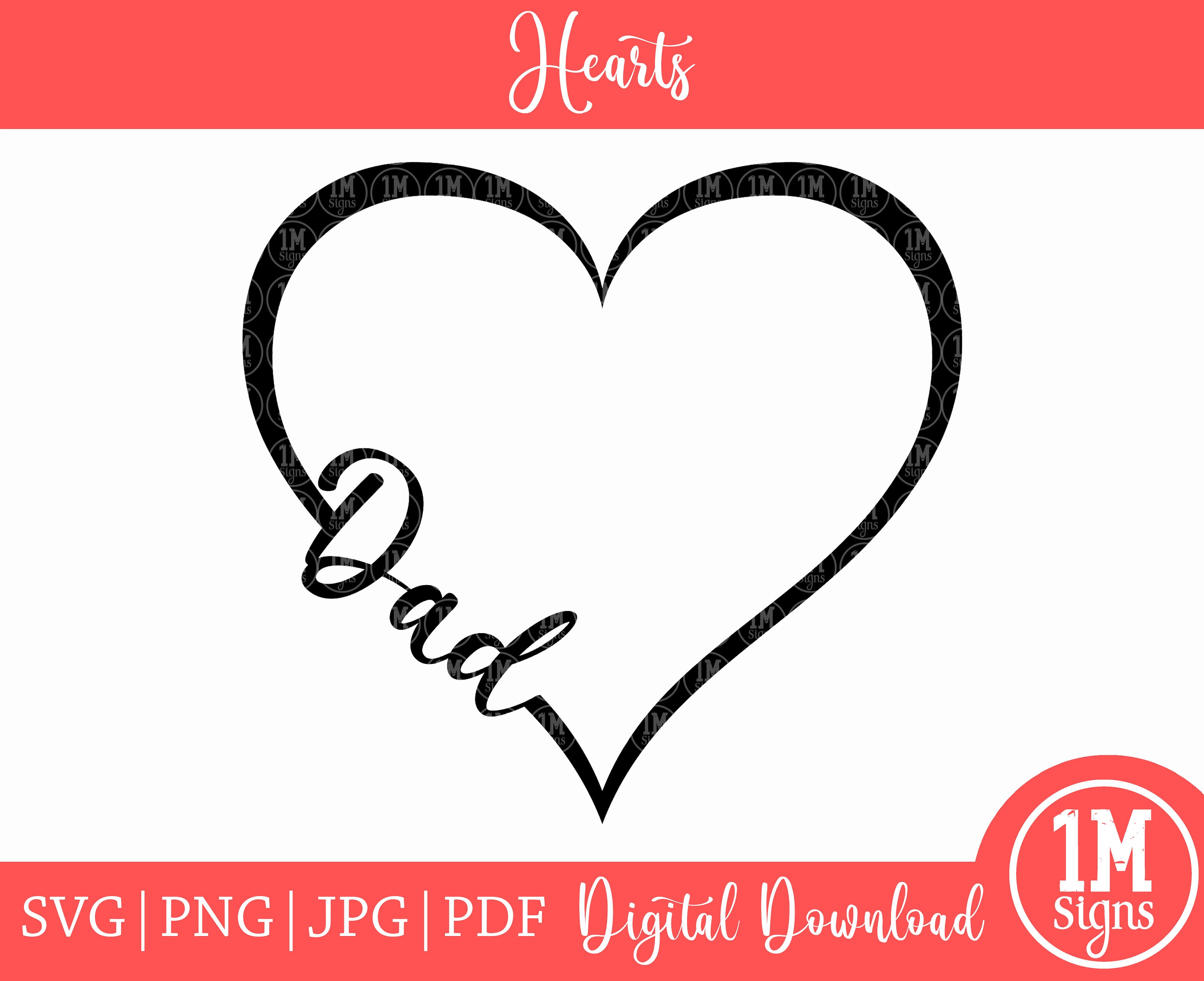 Dad Heart Word Art SVG Digital Image Cricut Silhouette - Etsy