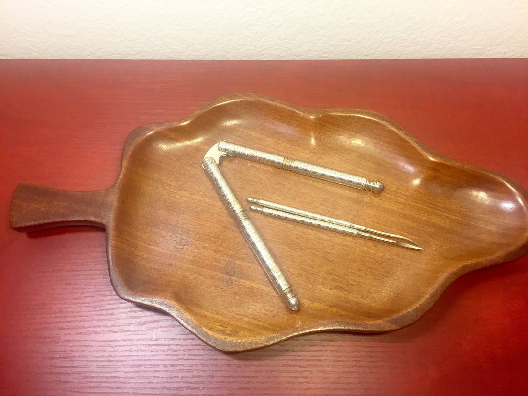 Vintage HMQ Nutcracker With Picks and a Wooden Carved Mahogany Leaf Nut ...