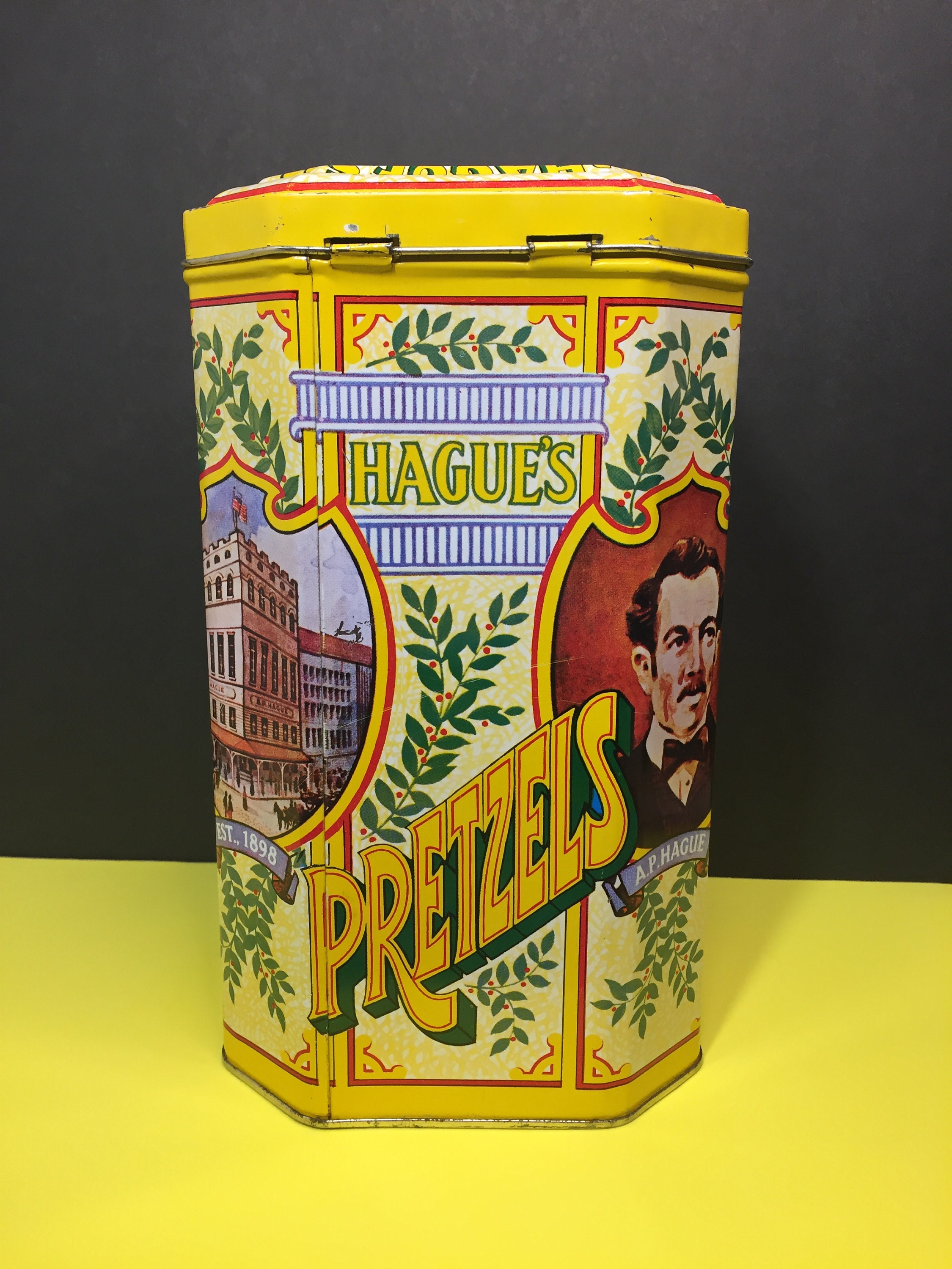 Vintage Hague's Pretzels Tin: Hinged Lid 1980s. Colorful - Etsy UK