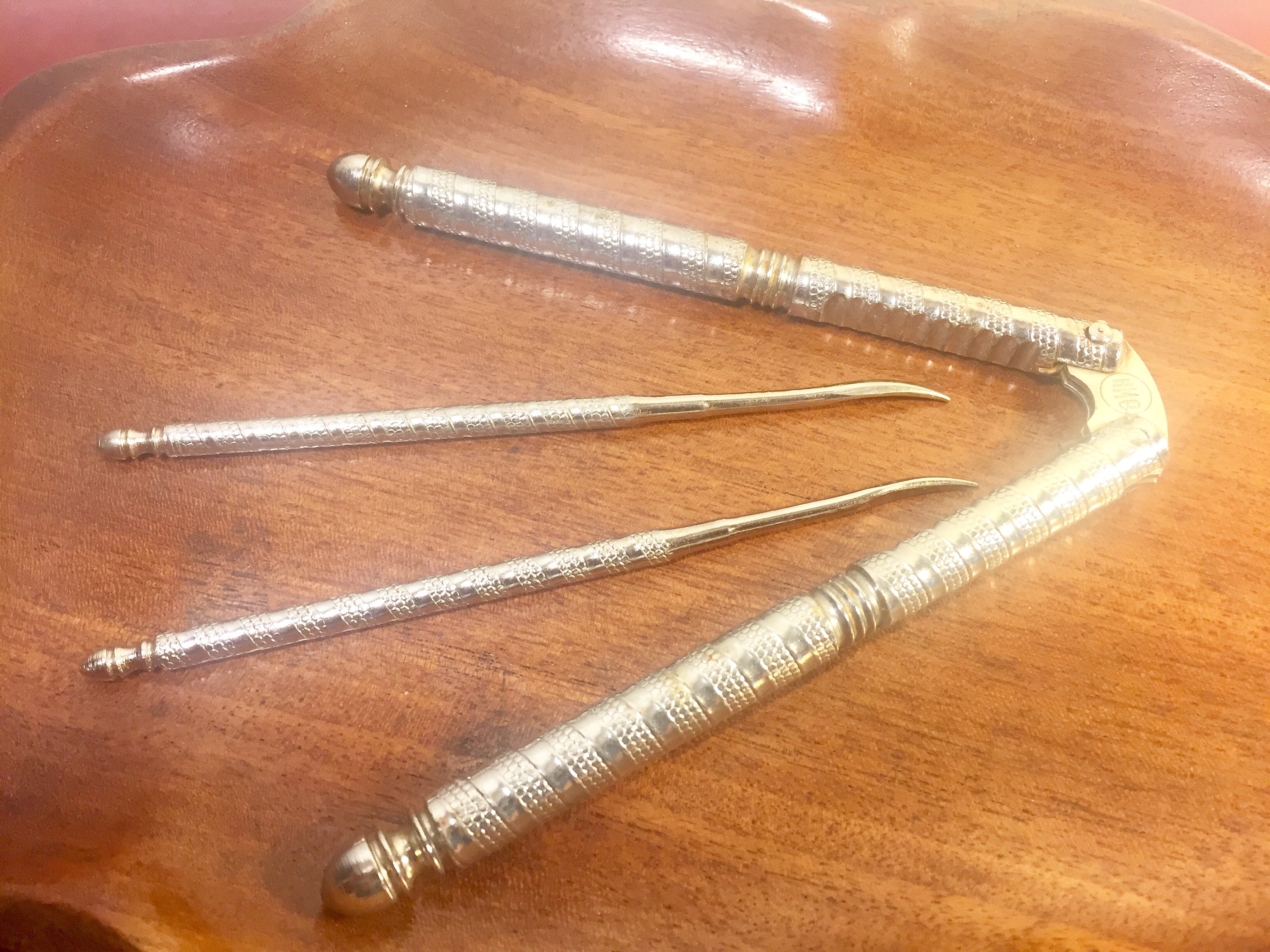 Vintage HMQ Nutcracker With Picks and a Wooden Carved Mahogany Leaf Nut ...