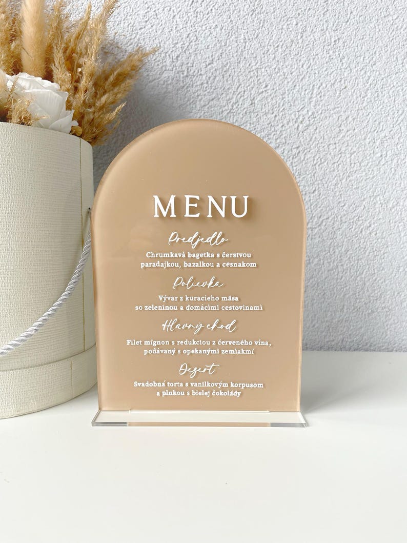 Personalized Wedding Menu, Acrylic Menu for Wedding, Beige Boho Menu ...