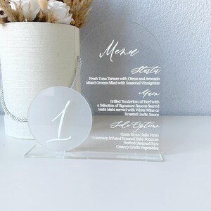 Acrylic Wedding Table Numbers With Table Numbers, Gold Wedding Menu ...