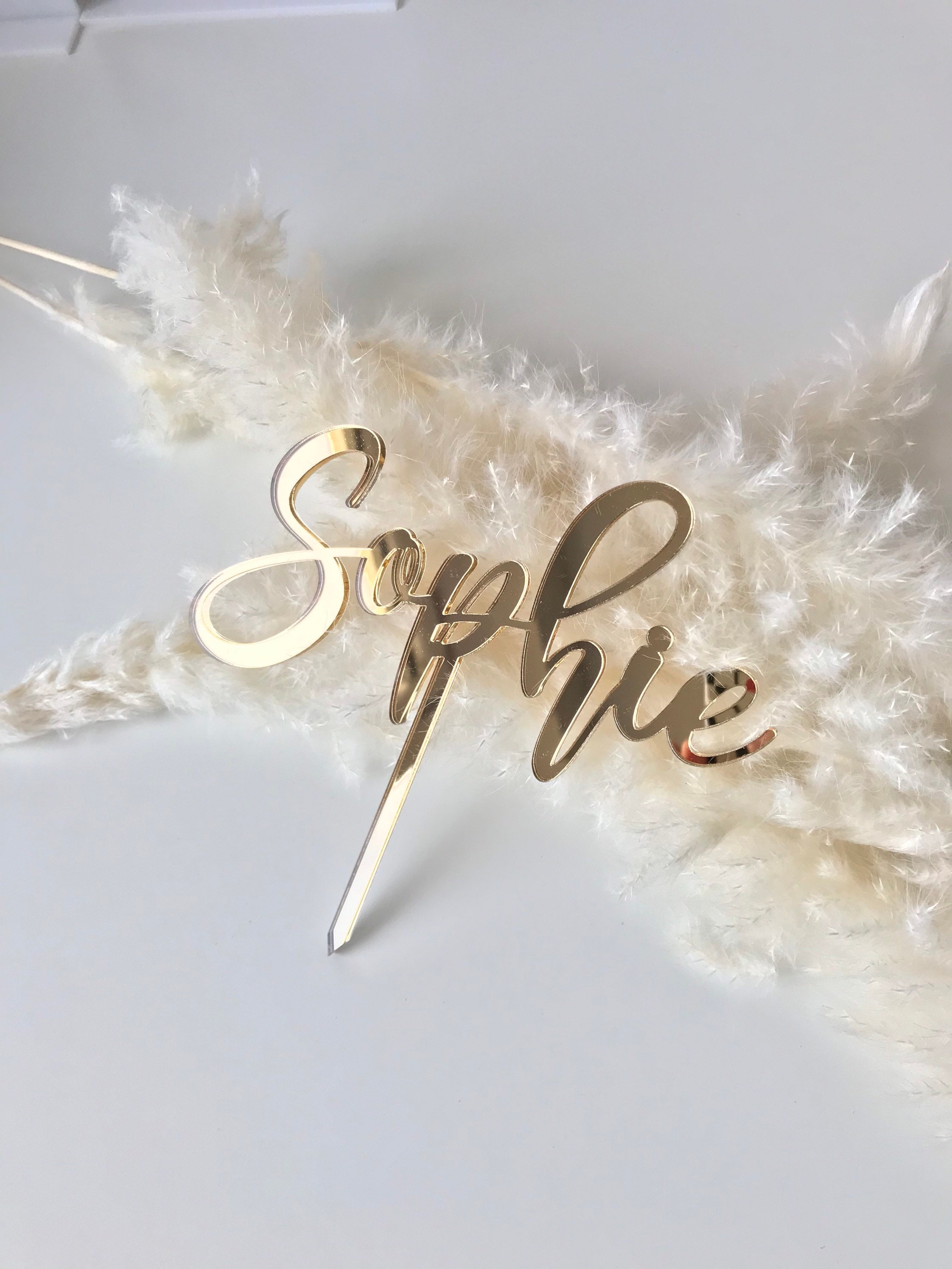 Wooden Acrylic Cake Topper With Name Custom Text Cake Topper ...
