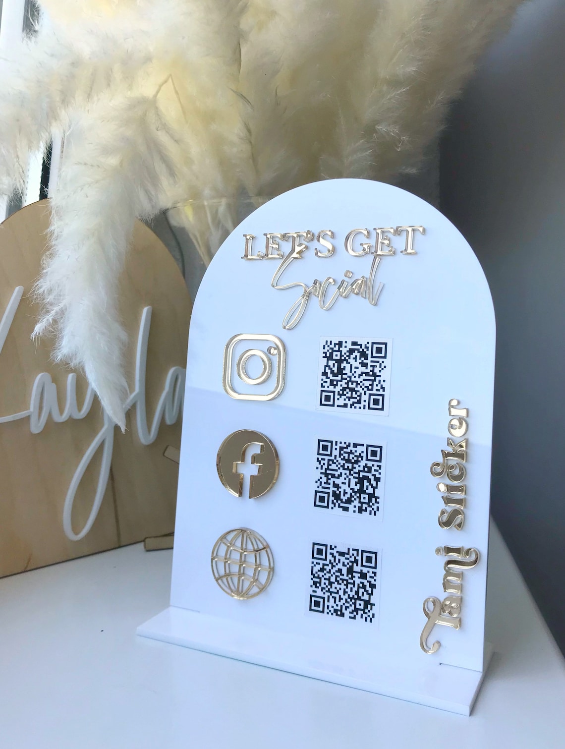 Let' Be Social Scannable QR Code Acrylic Sign for Social - Etsy