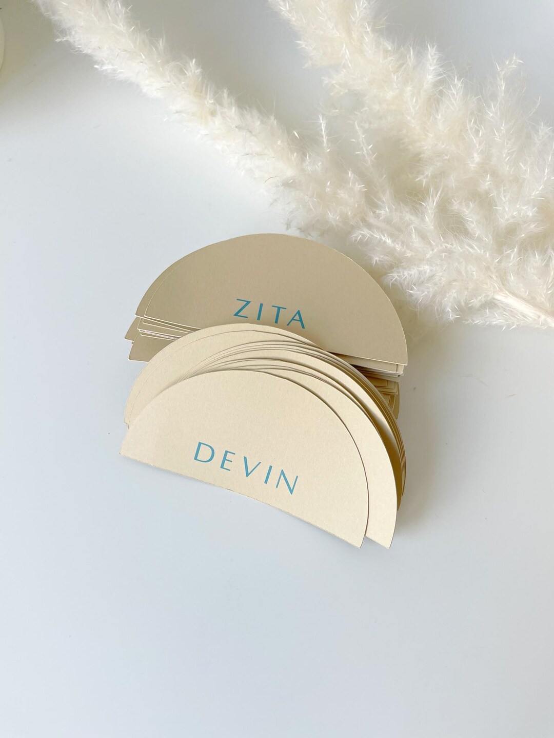 Beige Wedding Place Card, Elegant Wedding Name Card, Unique Wedding ...