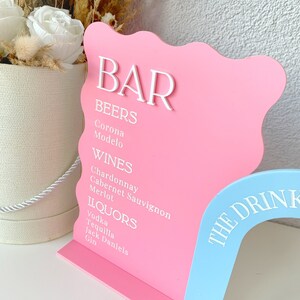 Personalized Wavy Acrylic Bar Menu Sign, Drink Menu Signage for Event ...