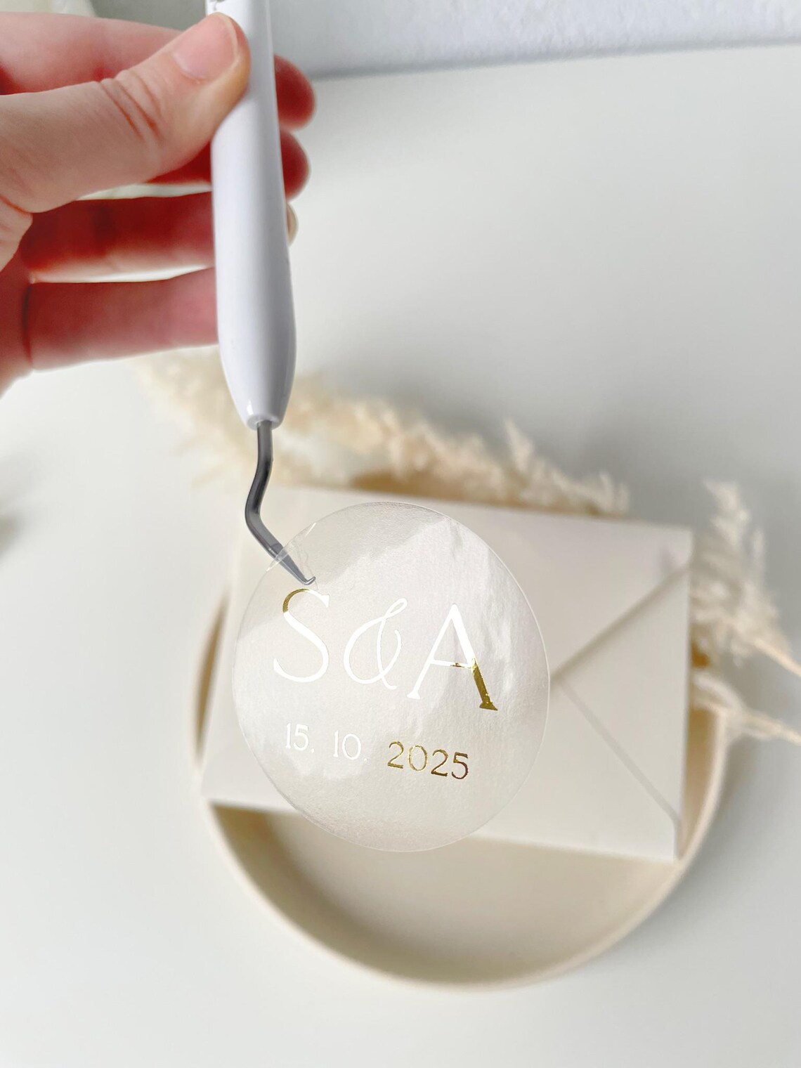 Custom Wedding Stickers With Initials and Date, Clear Simple Wedding ...