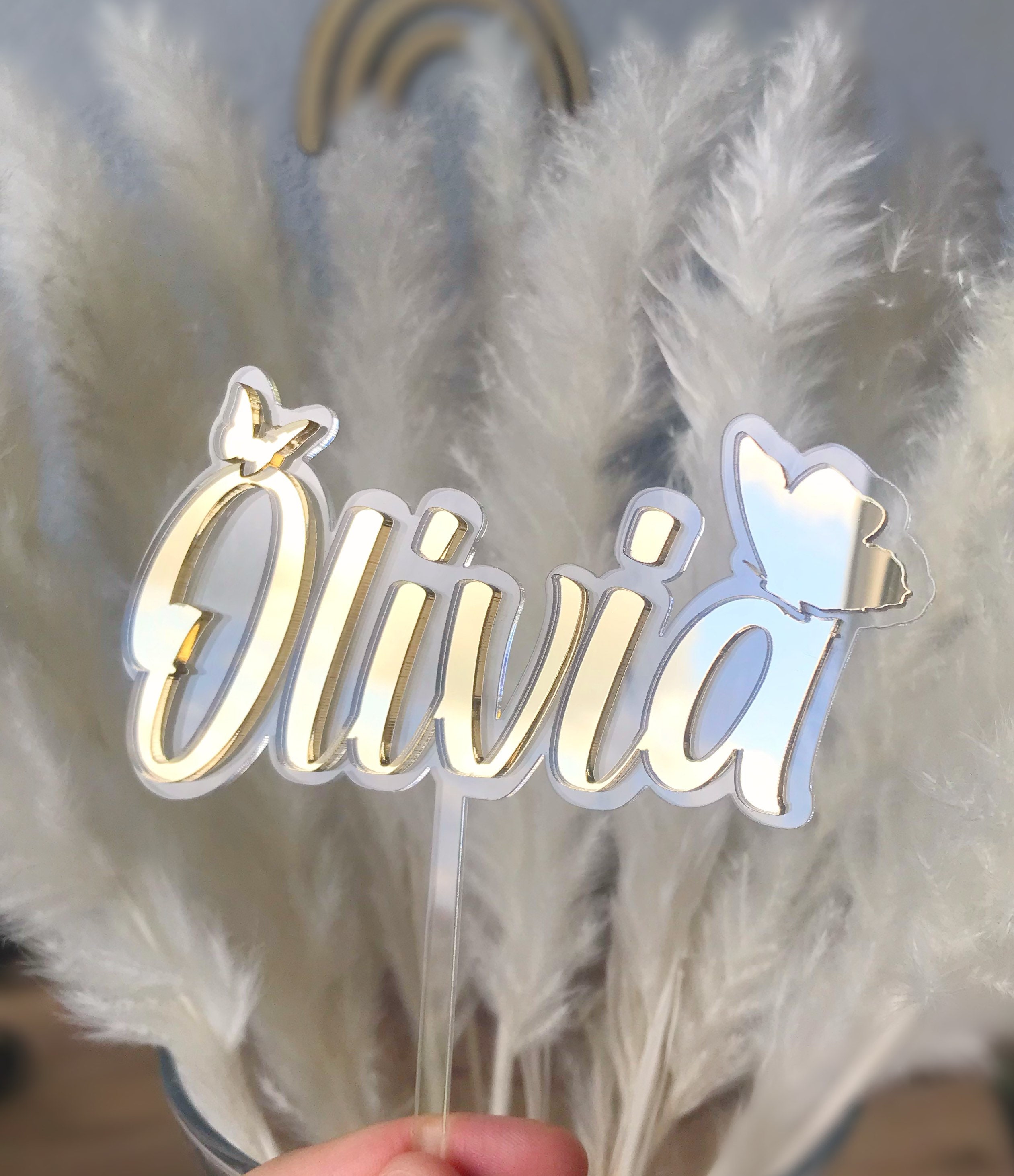 Acrylic Personalized Cake Topper, Butterfly Cake Topper, Custom Name ...