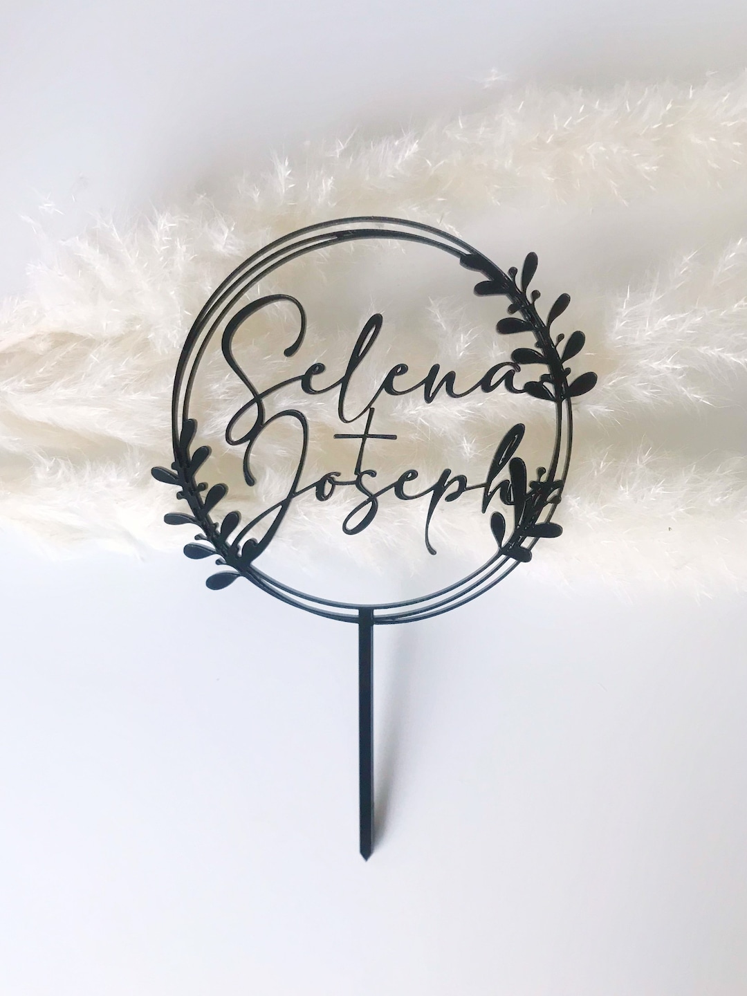 Topper de pastel de boda de acrílico, topper de círculo de flores de ...