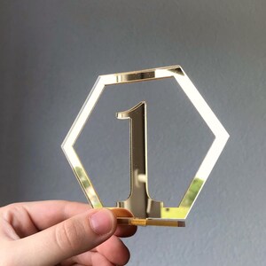 Acrylic Hexagon Table Numbers Gols, Silver, Black, White Wedding Table ...