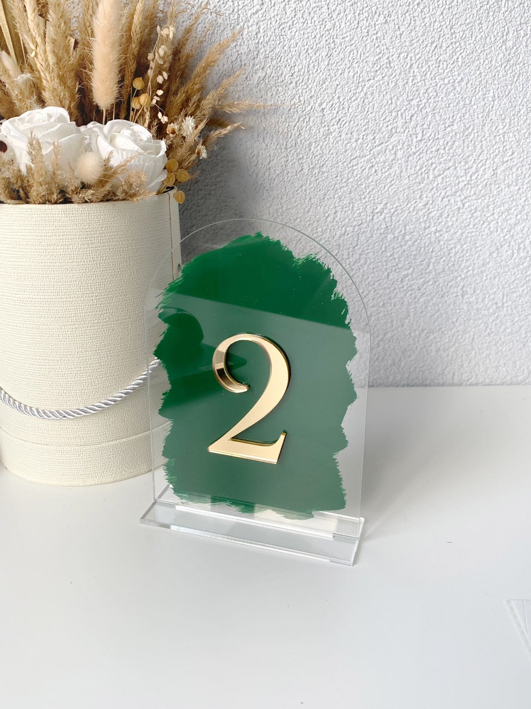 Acrylic Green Wedding Table Numbers, Rustic Table Numbers, Painted ...