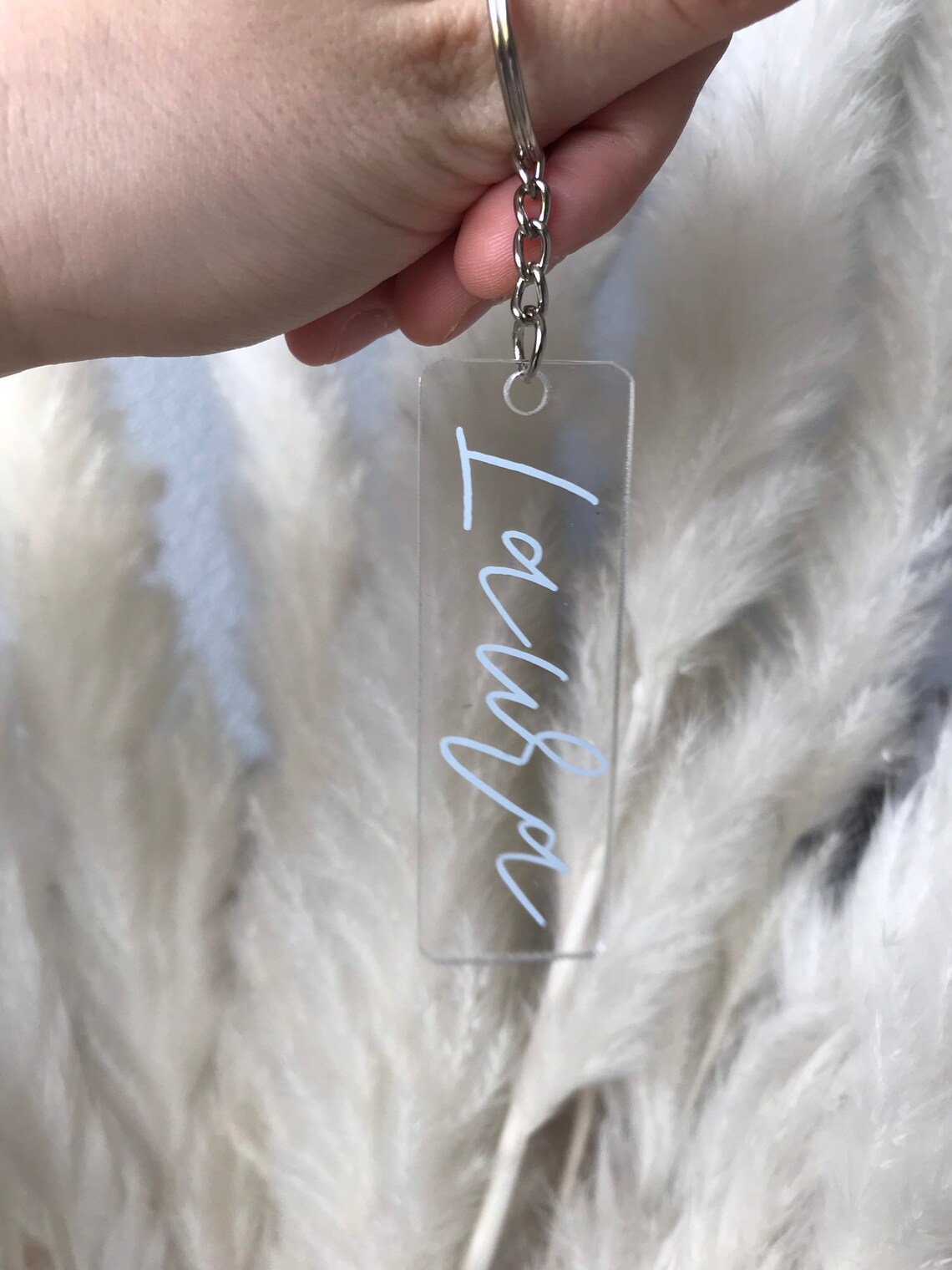 Acrylic Rectangle Keychain With Name Gold Silver Transparent - Etsy