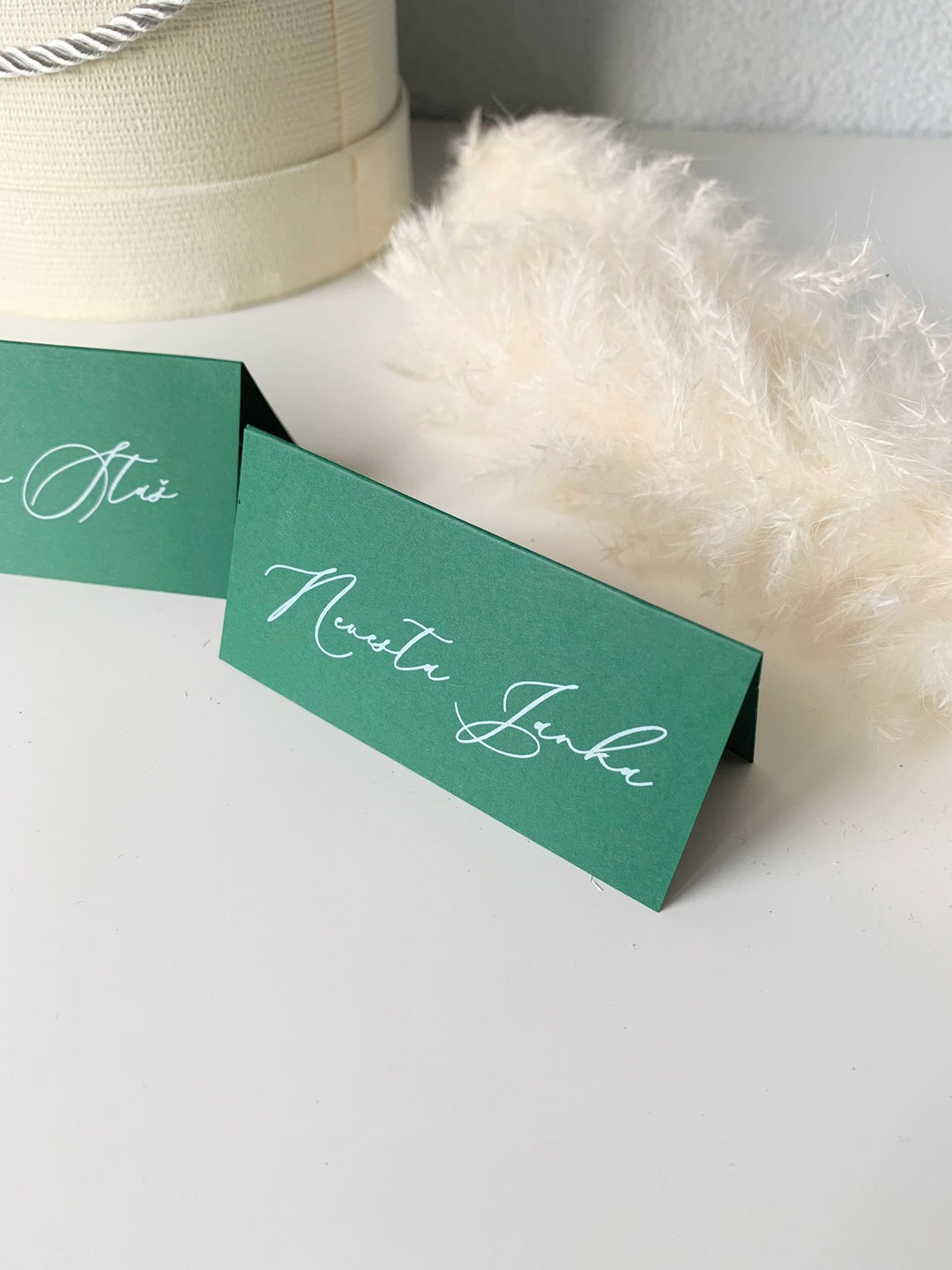 Emerald Green Paper Wedding Place Card, Elegant Wedding Name Card ...