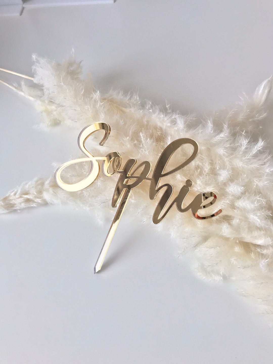 Wooden Acrylic Cake Topper With Name, Custom Text Cake Topper ...