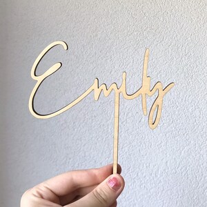Wooden Acrylic Cake Topper With Name Custom Text Cake Topper ...