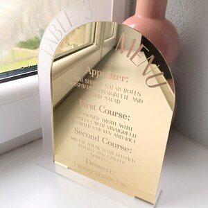 Wedding Table Numbers With Menu, Table Numbers, Acrylic Table Numbers ...