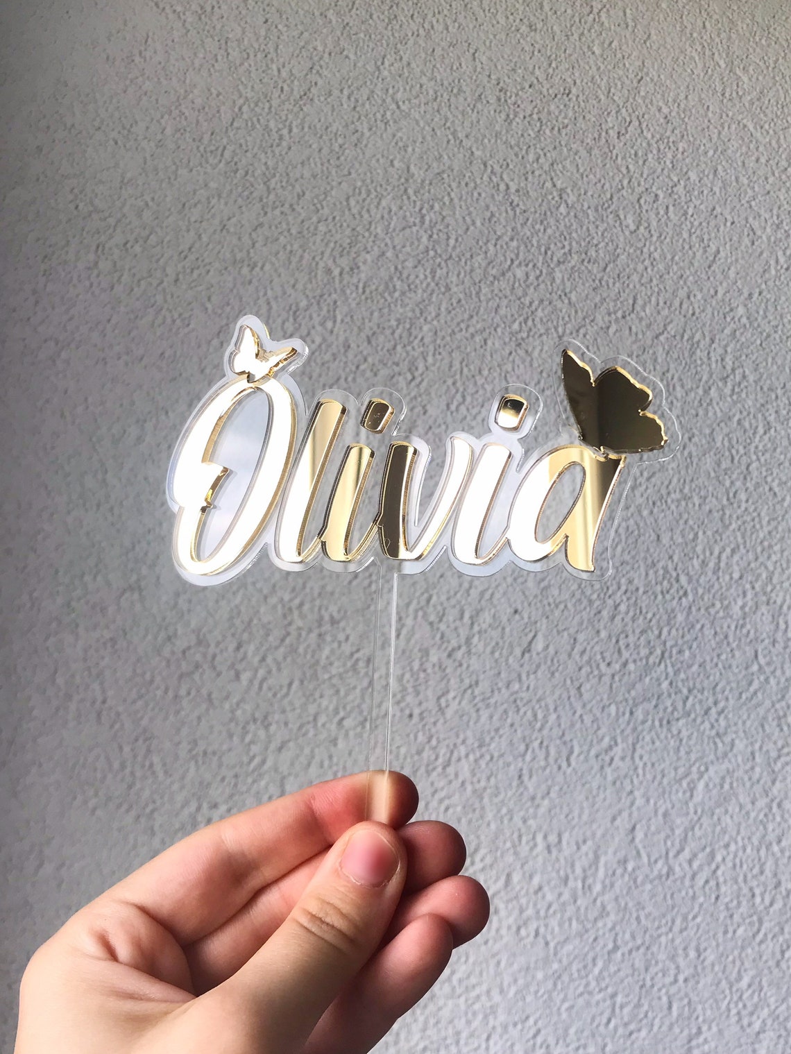 Acrylic Personalized Cake Topper, Butterfly Cake Topper, Custom Name ...
