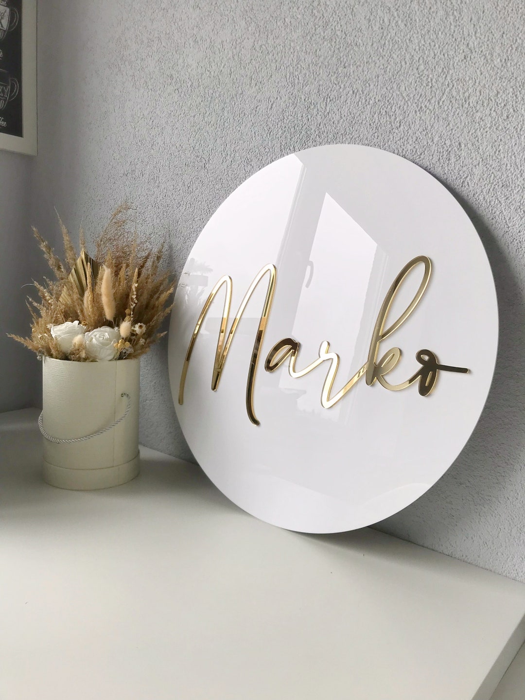 Acrylic Circle Sign With Name, Personalized Party Sign, Baptism Custom ...