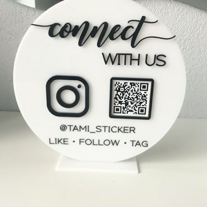 Connect With Us, Scannable QR Code Acrylic Sign for Social Media ...