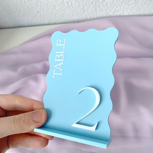Modern Wedding Table Number, Unique Wavy Table Number, Custom Modern ...