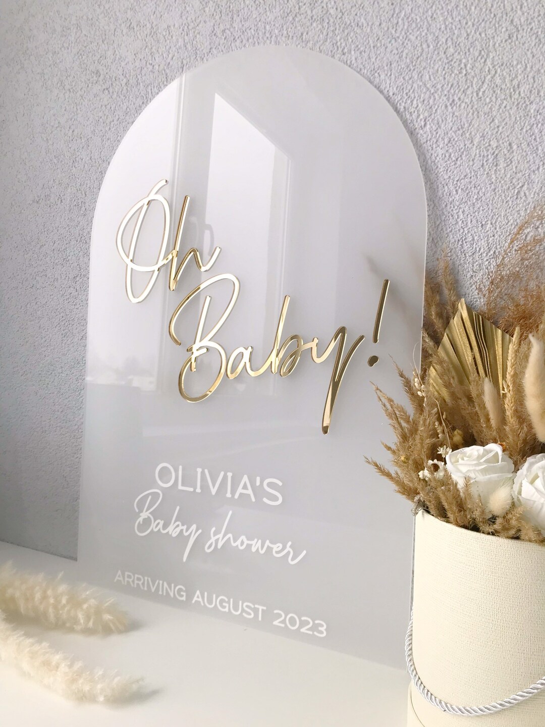 Arch Baby Shower Sign, Arch Baby Shower Table, Acrylic Custom Sign, Oh ...