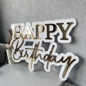 Happy Birthday Sign, Gold Sign Acrylic, Wall Party Sign, Event Custom ...