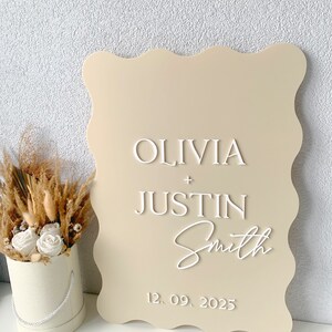 Acrylic Custom Welcome Sign, Wavy Wedding Welcome Sign, Pesronalized ...