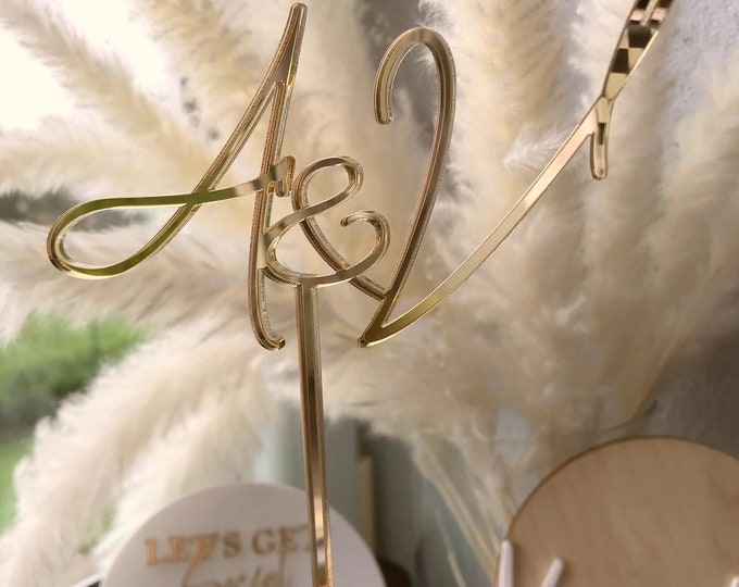 Custom Initials Cake Topper, Initial Cake Topper, Script Letters Cake ...