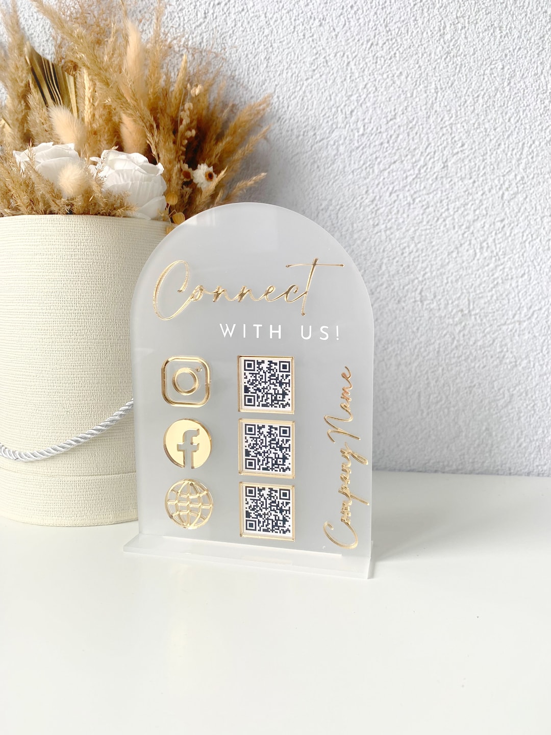 Connect With Us - Scannable QR Code Acrylic Sign for Social Media ...