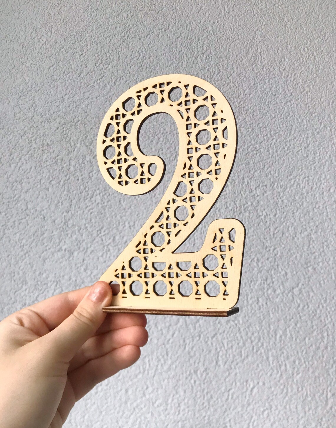 Wooden Rattan Number With Stand, Wooden Table Number, Rustic Table ...
