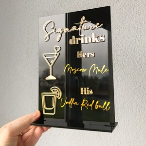 Signature Drink Sign, Wedding Signature Drink Sign, Acrylic Bar Menu ...